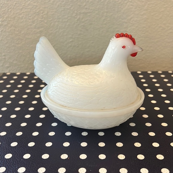 Other | Vintage Chicken Hen On Nest Covered Glass Collectible | Poshmark